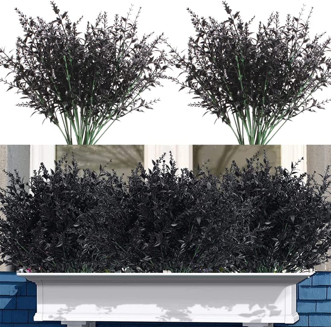 Asisol 16PCS Artificial Flowers Fake Lavender Flower Decor Outdoor UV Resistant Shrubs Plastic ...