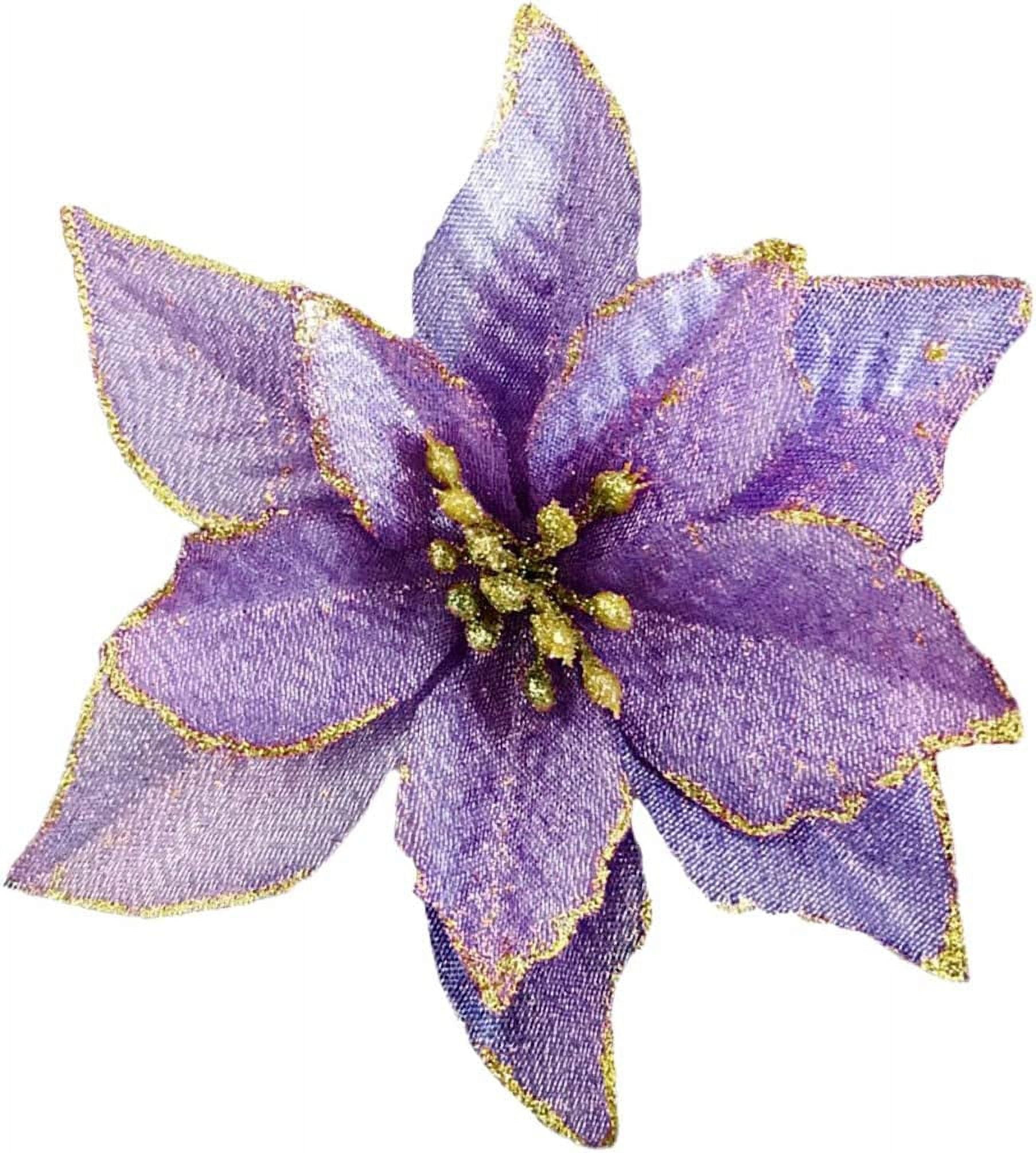 Asisol 20PCS Christmas Tree Glitter Poinsettia Flowers Decorations Xmas Silk Flowers for Xmas ...