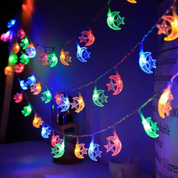 Asisol 40 LED Moon String Lights Battery Operated 20ft Moon Mini Star ...