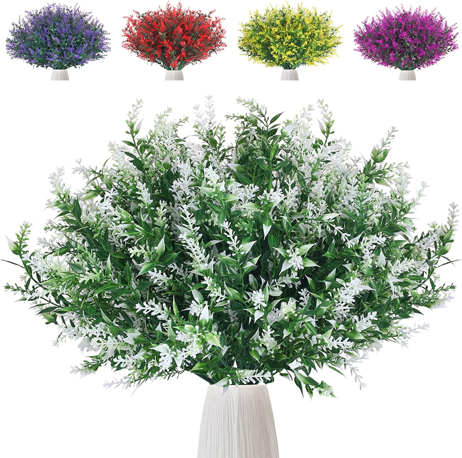 Asisol 8 Bundles Artificial Flowers Fake Greenery Lavender Shrubs ...