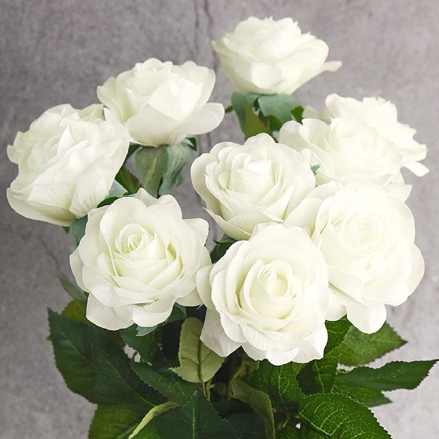 Asisol Artificial Flowers, 10PCS Fake Roses Bouquet Real Touch Silk Flowers for Home Wedding ...
