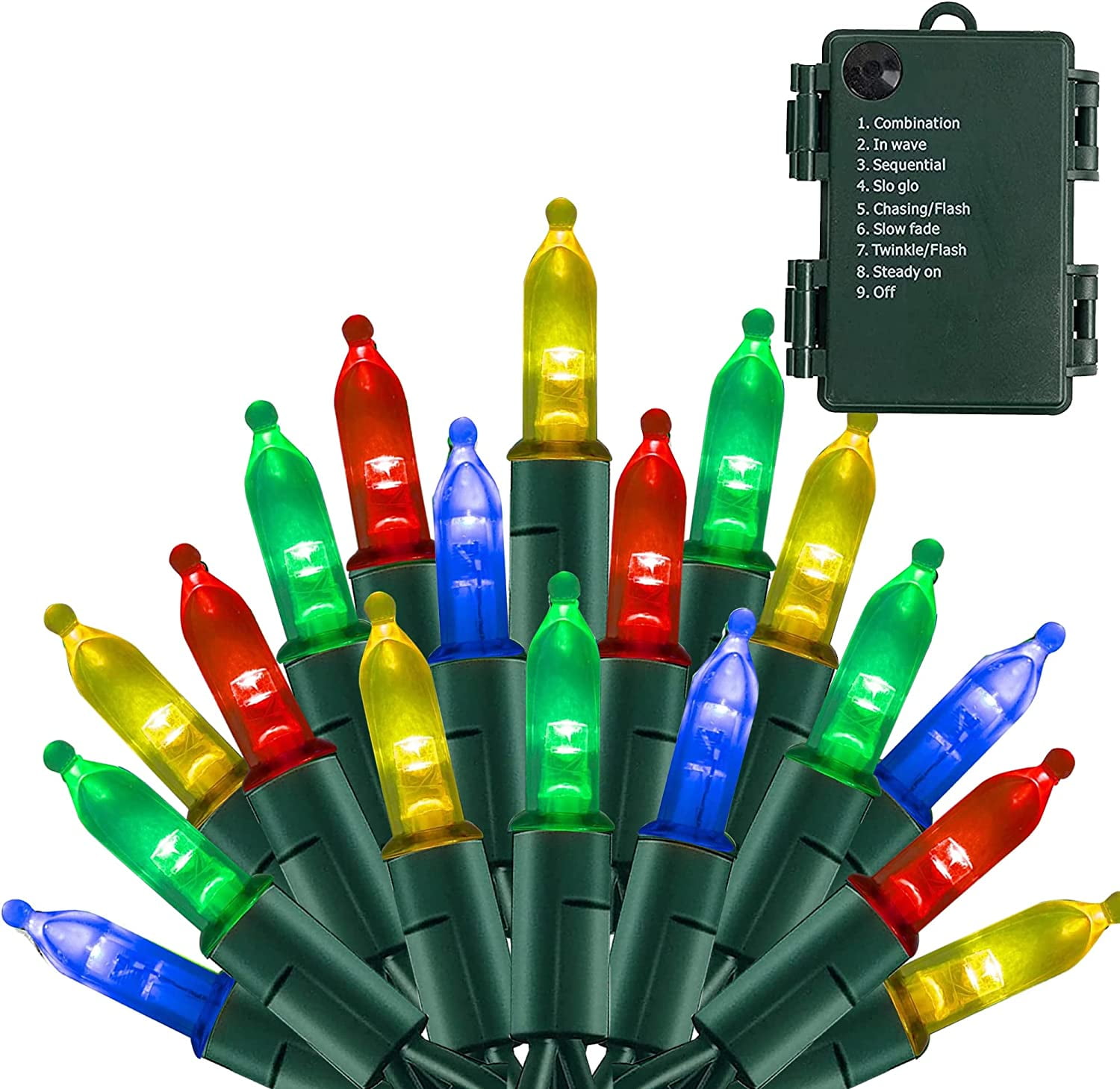 Asisol Christmas Lights, 50 LED 16FT Waterproof Battery Operated String Christmas Tree Lights ...