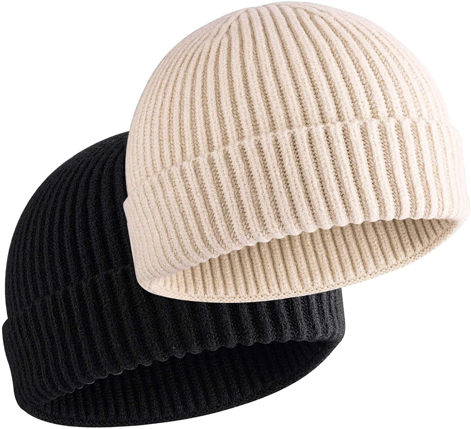 Asisol Men's Short Fisherman Beanie, Swag Wool Knit Cuff Trawler Skullcap, Winter Warm Hats for ...