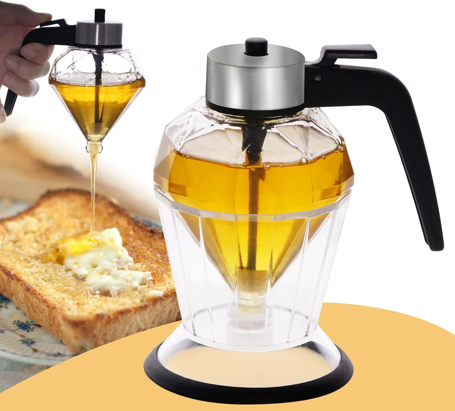 Asivwid Honey Dispenser, Glass Syrup Dispenser for Pancakes, Elegant ...