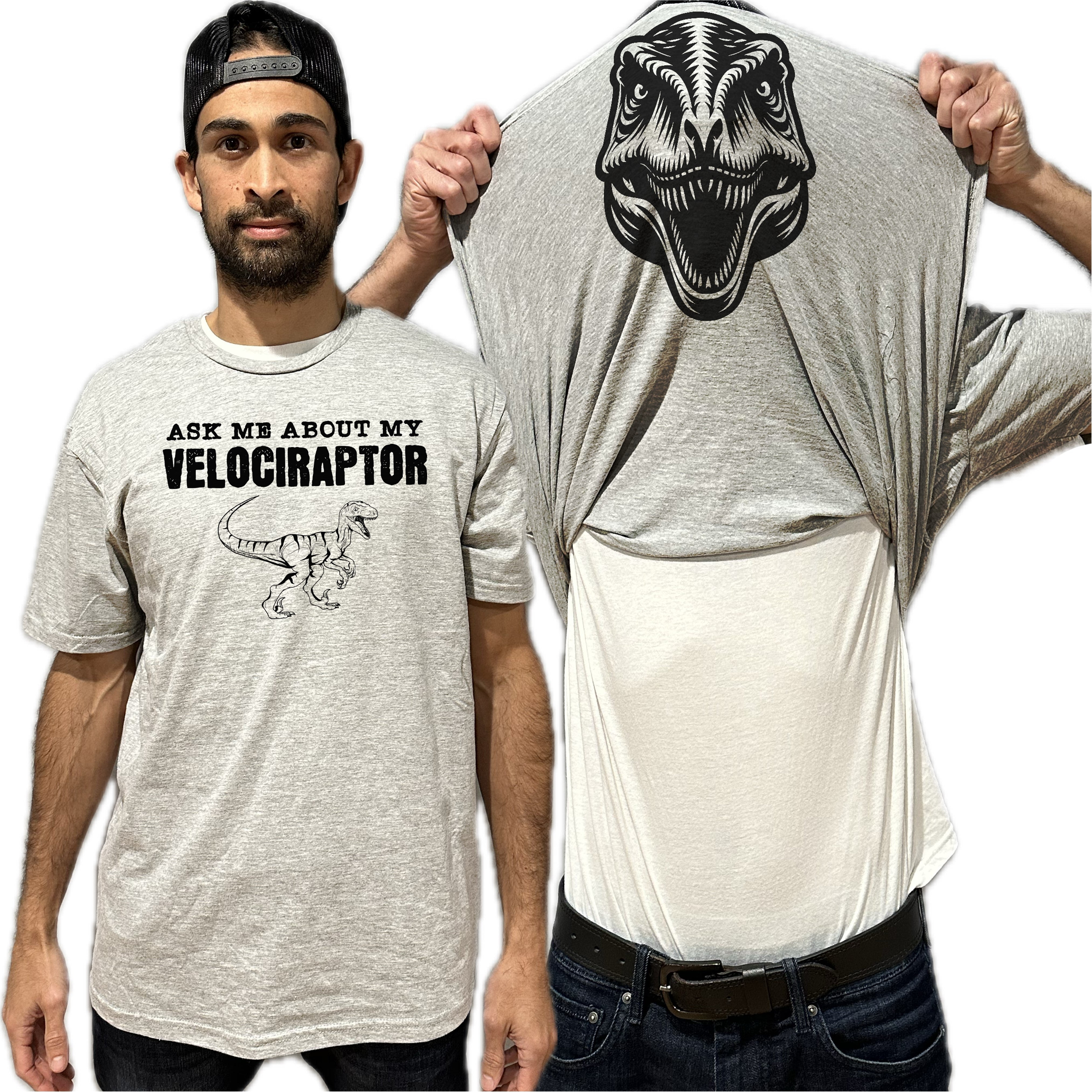 Ask Me About My Velociraptor Flip Shirt - Funny Dinosaur T-Shirt Flip ...