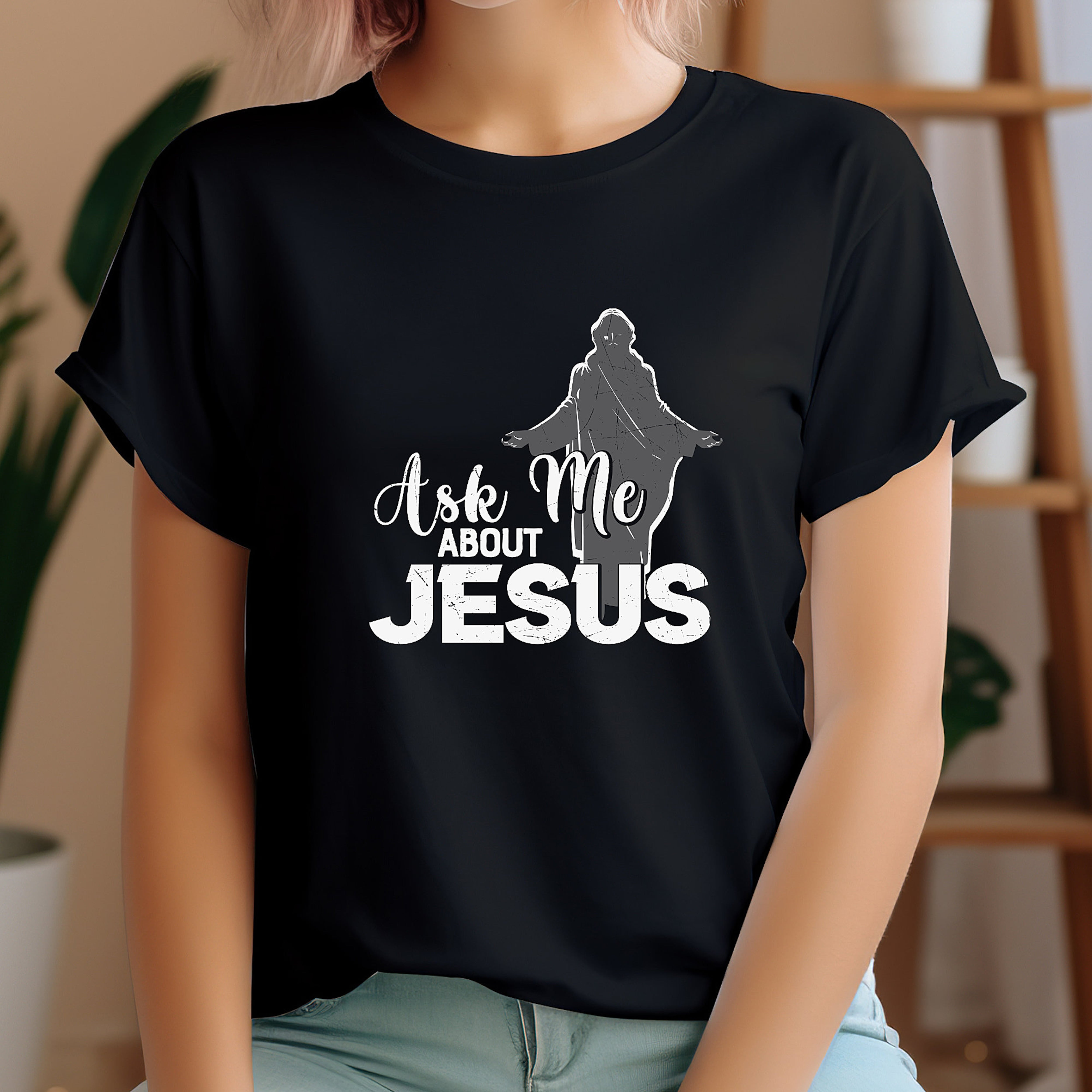 Ask Me about Jesus Unisex Women Men Christian T Shirt Faith Top ...