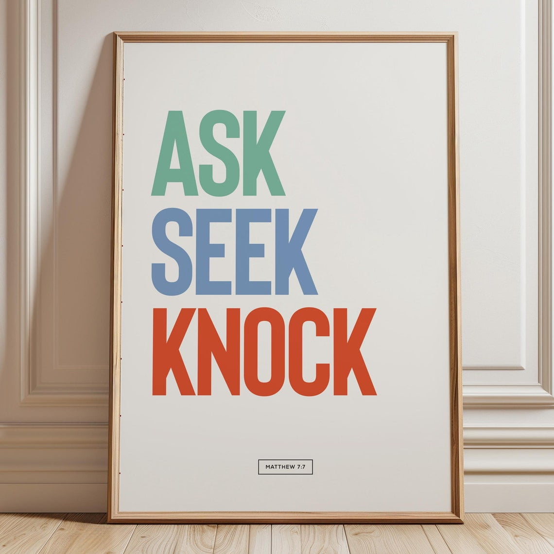 Ask Seek Knock Print, Matthew 7:7, Christian Wall Art, Modern Christian ...