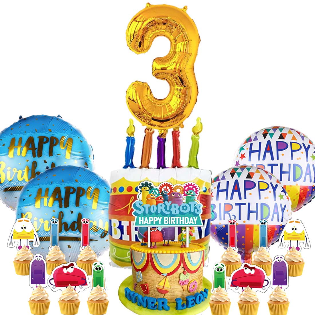 Ask The Storybots Party Supplies 3rd Decor Kit Balloons Birthday Cake ...