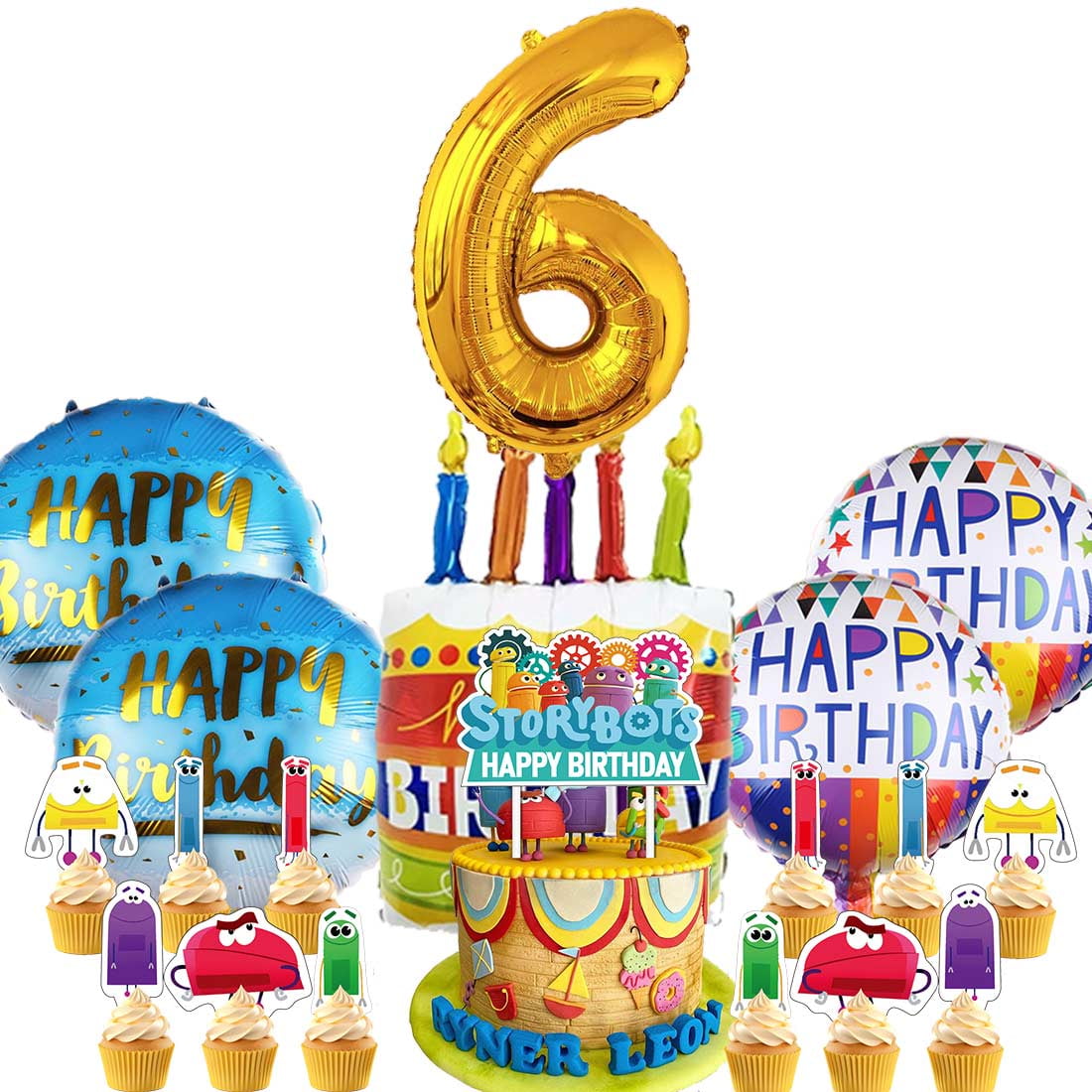 Ask The Storybots Party Supplies 6th Decor Kit Balloons Birthday Cake ...