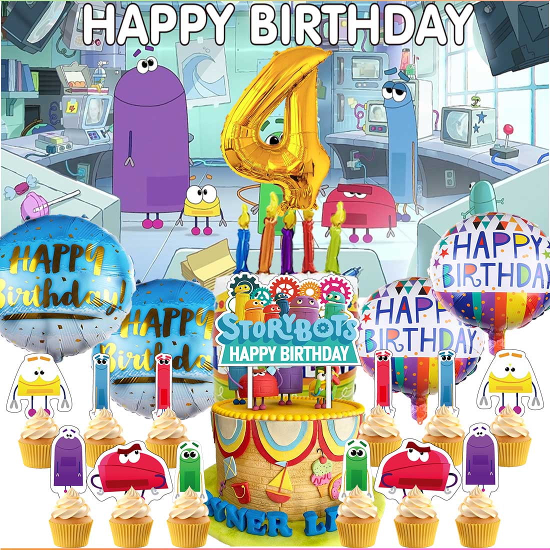 Ask The Storybots Party Supplies Decor 4th Kit Balloons Birthday Cake ...