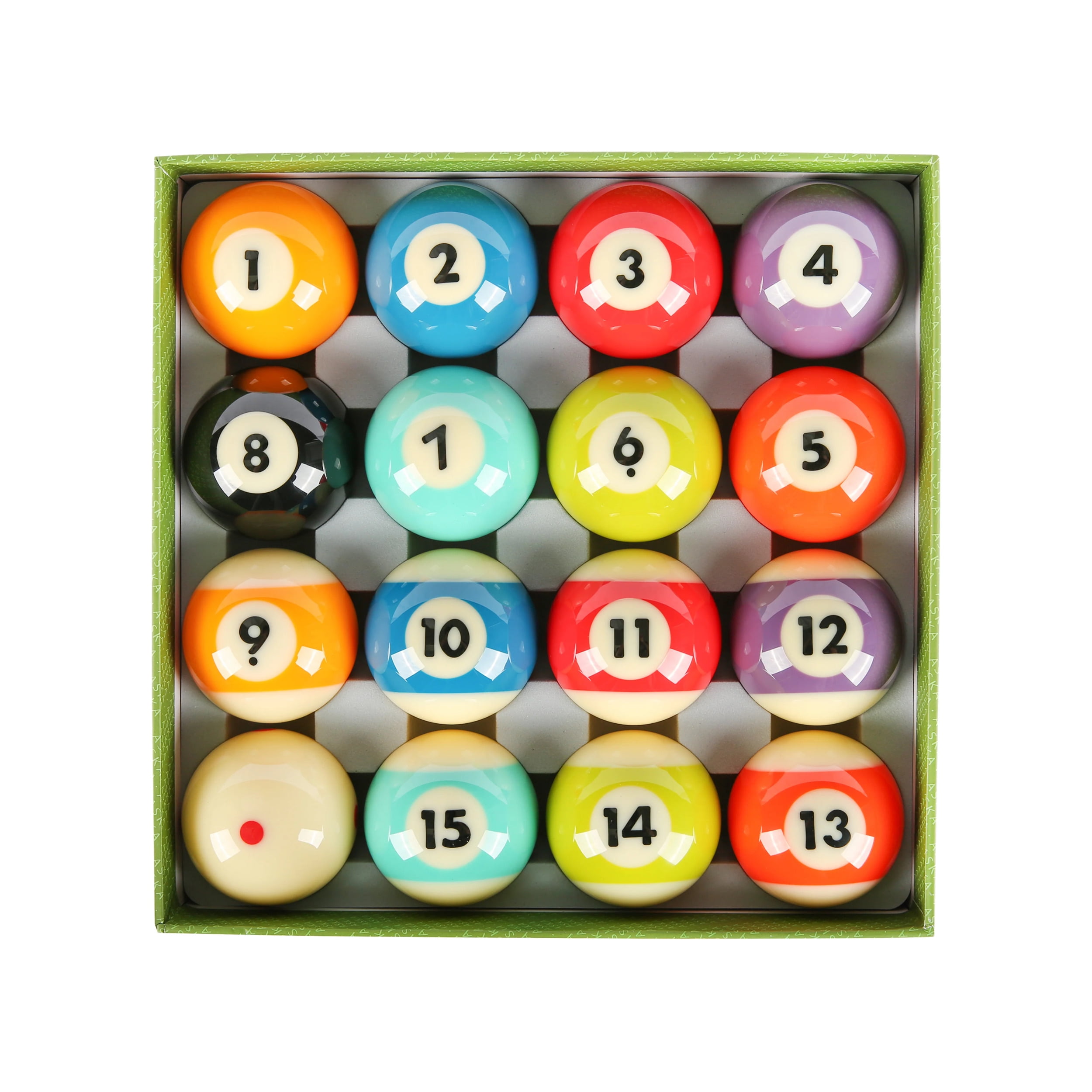 Aska Billiards Grade A Pool Boston Numbered Balls Set, 16 Balls ...