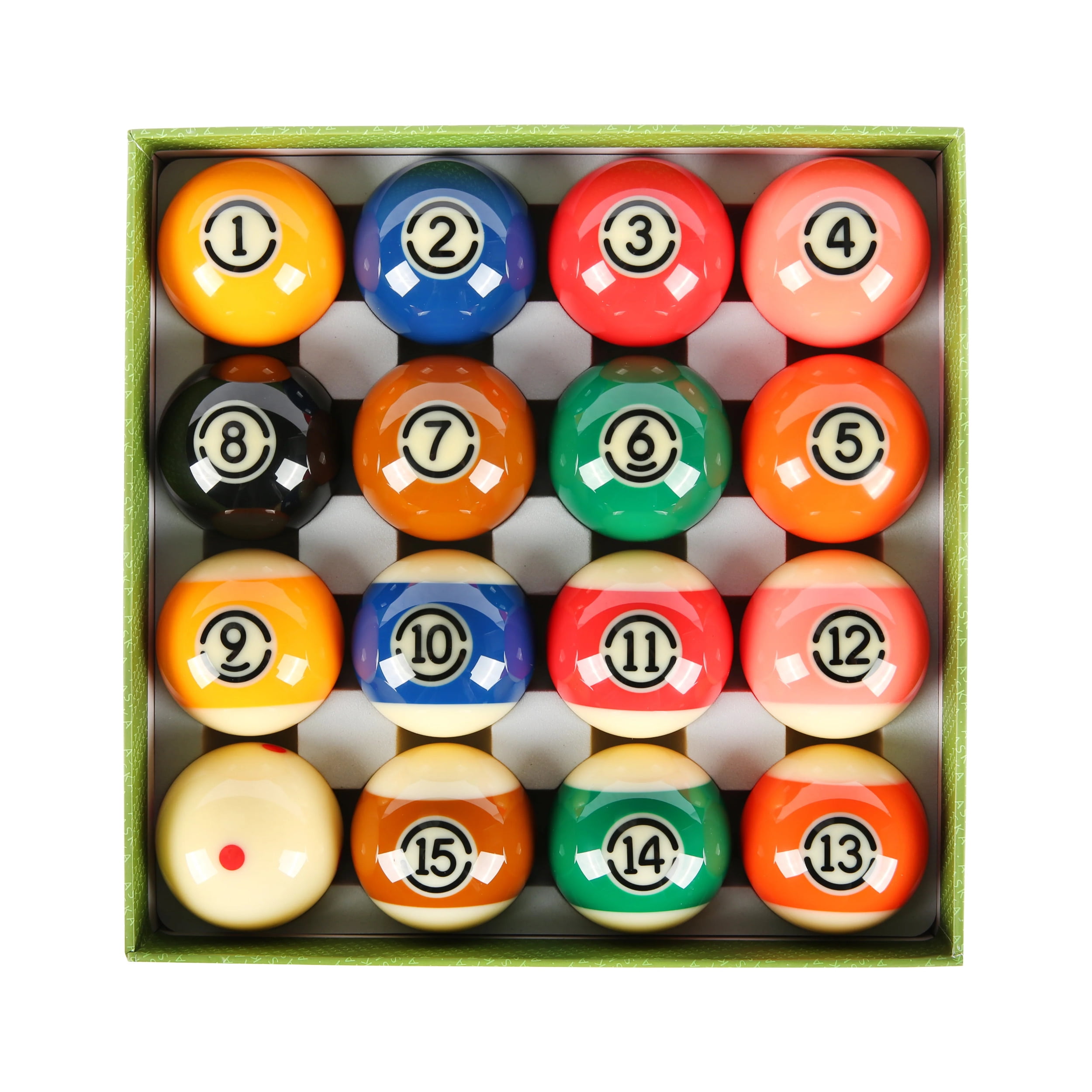 Aska Billiards Grade A Pool Boston Numbered Balls Set, 16 Balls ...