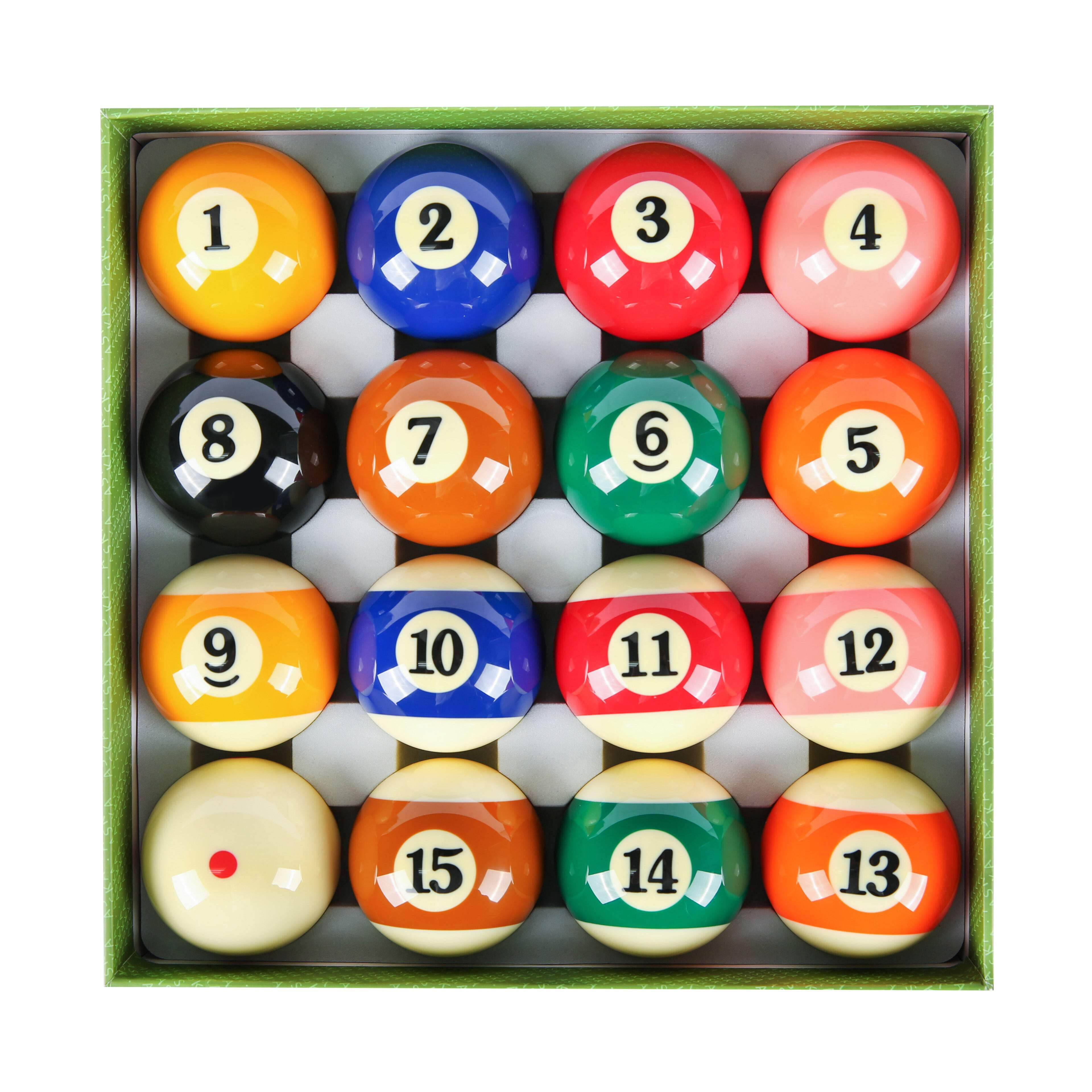 Aska Billiards Pool Boston Numbered Balls Set, 16 Balls Including a Cue ...