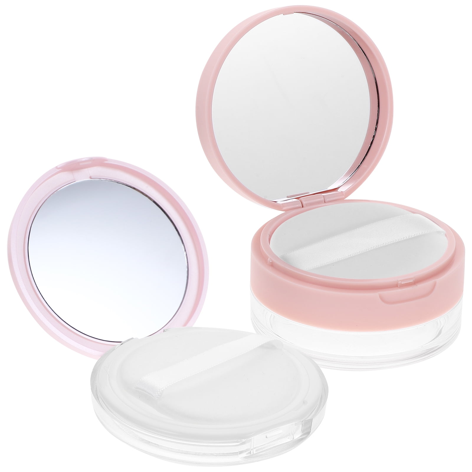 Askfic small powder puff 2pcs Plastic Powder Compact Container with ...