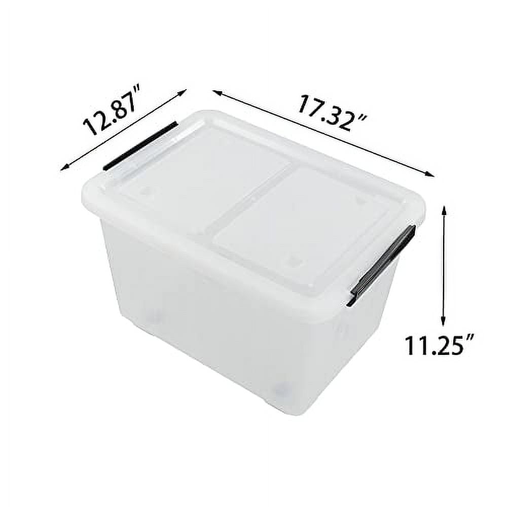 Asking 30 L Plastic Storage Box with Lid, 4-Pack Wheeled Clear Plastic ...