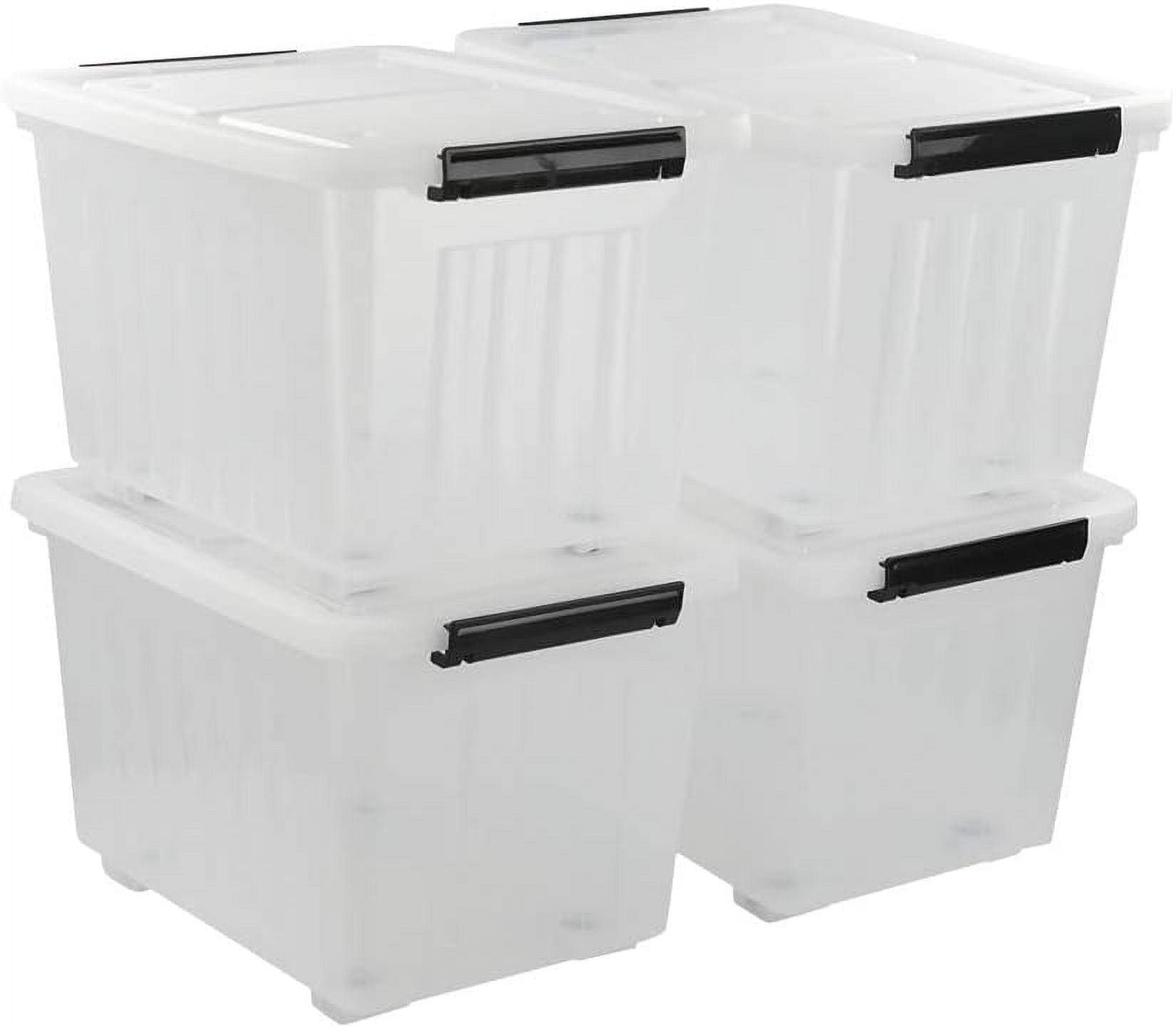 Asking 4-Pack Clear Large 50 L Plastic Storage Boxes, Plastic Storage ...