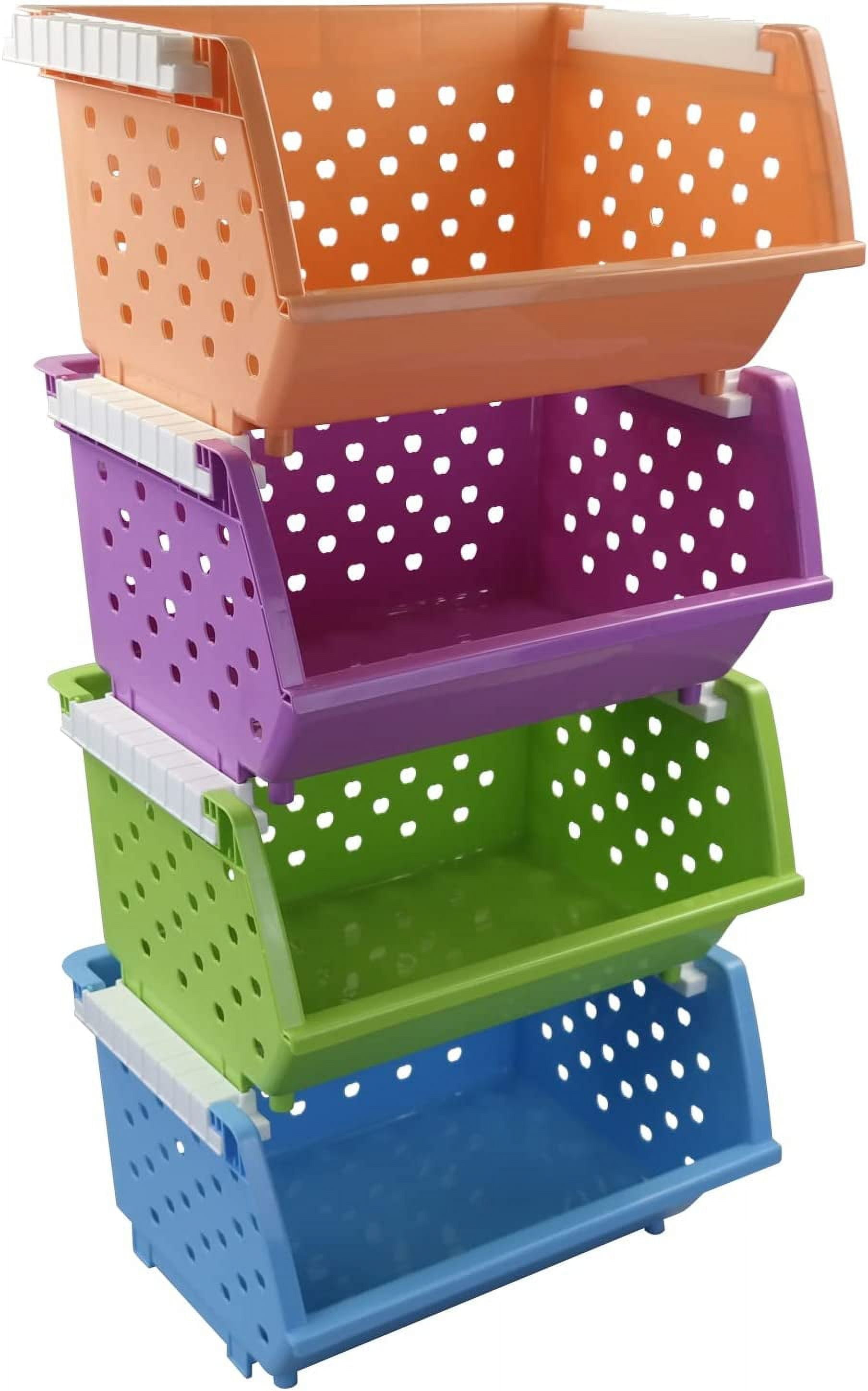 Asking 4-Pack Colorful Plastic Stackable Kitchen Storage Basket ...