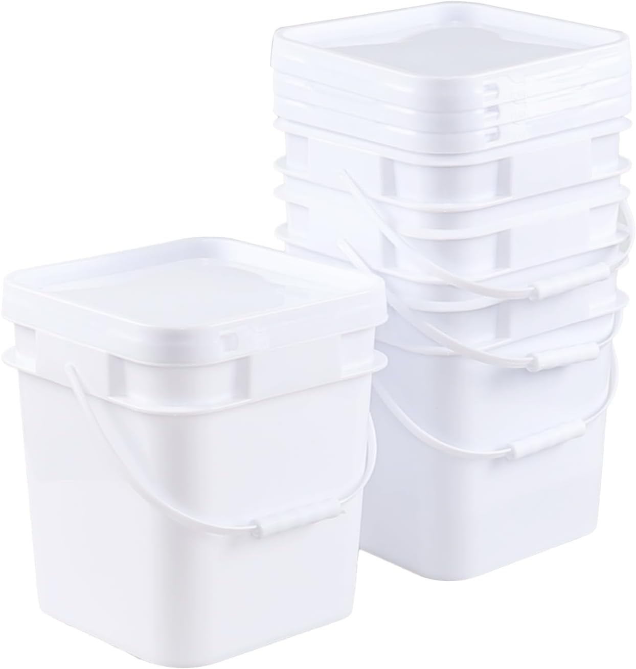 Asking 5 Gallon Versatile Square Plastic Storage Bucket Pail with Lid ...