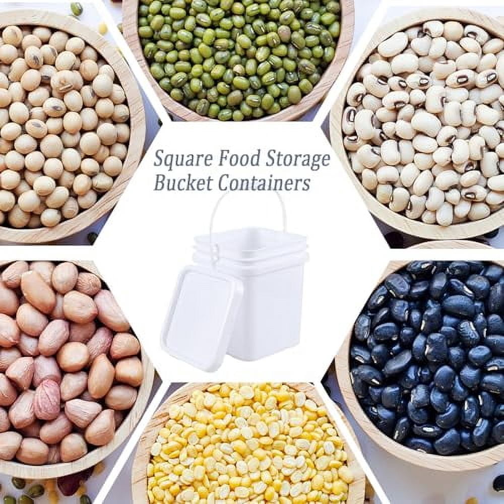 Asking 5 Gallon Versatile Square Plastic Storage Bucket Pail with Lid ...