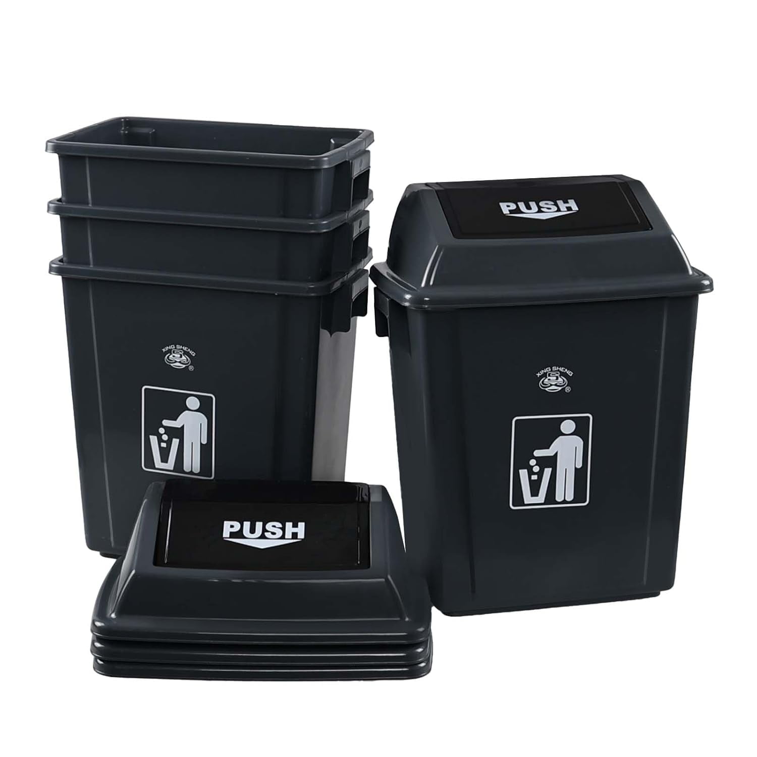 Asking 6 Gallon Office Trash Can with Swing Lid, Plastic Garbage Can ...