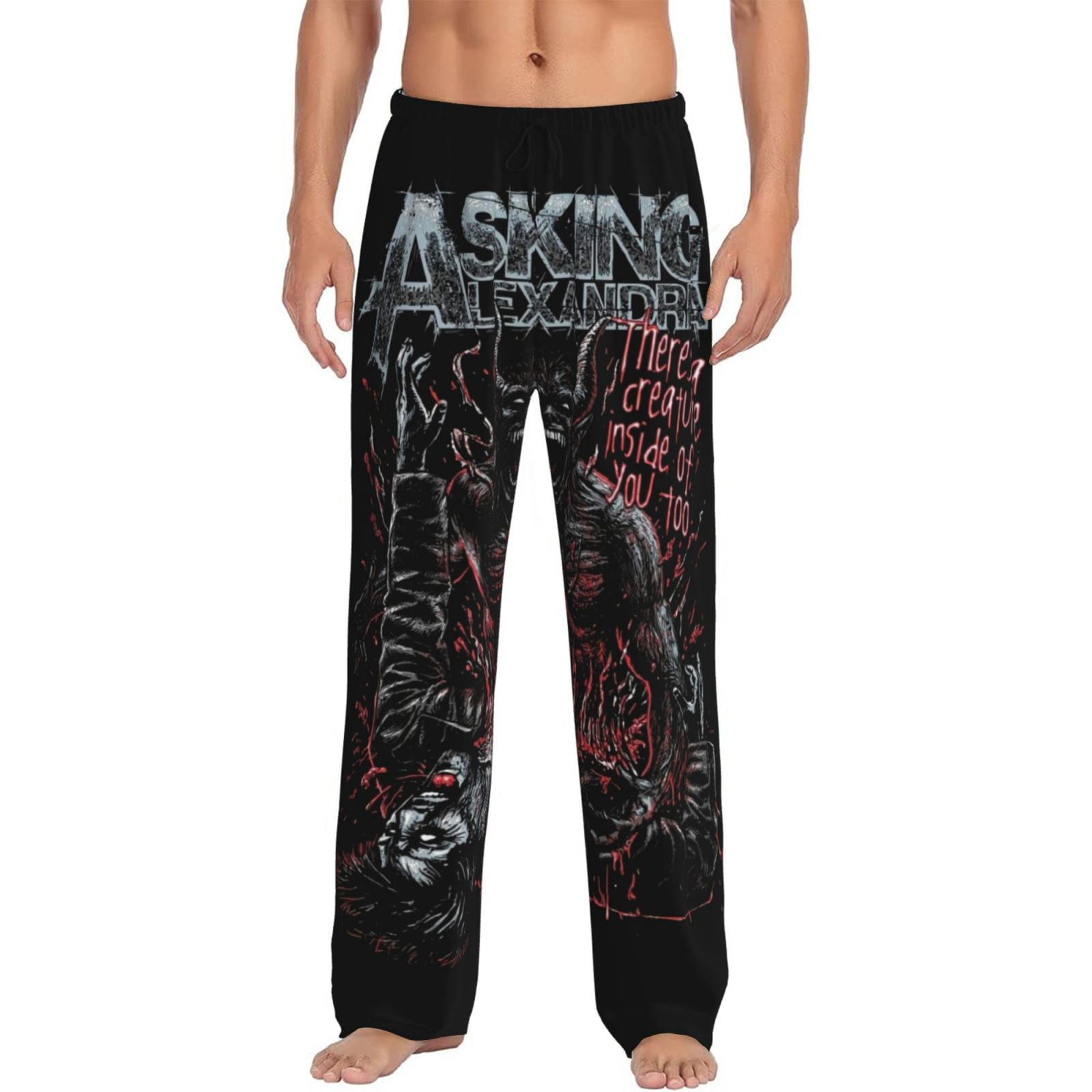 Asking Alexandria Anime Cartoon All-Over Print Men'S Black Pajama Pants ...