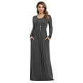 Asklazy Womens Long Sleeve Loose Plain Maxi Dresses Casual Long