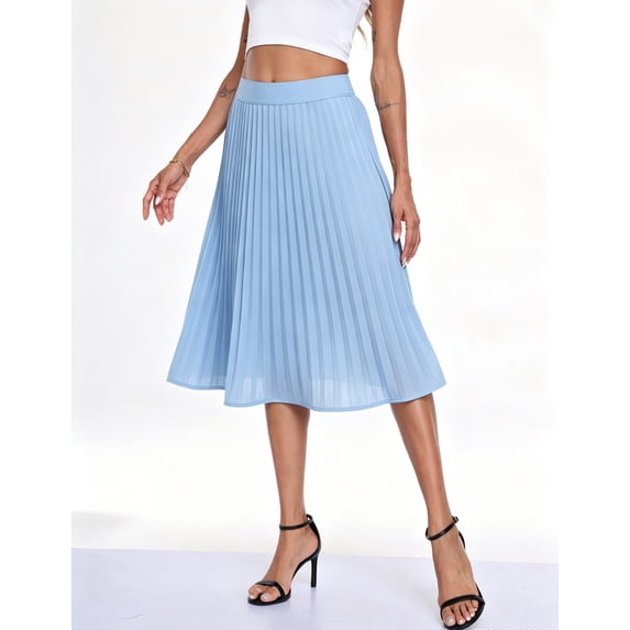 Asklazy Women's Pleated A-Line Midi Skirt, Flowy and Elegant Mid-Length ...