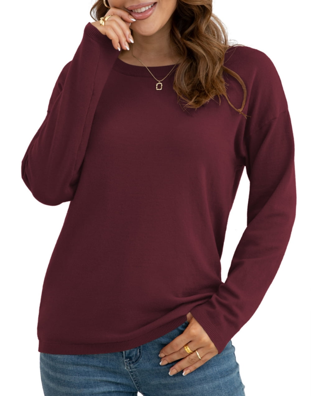 Asklazy Women's Pullover Sweaters Long Sleeve Print Knitted Crew Neck ...