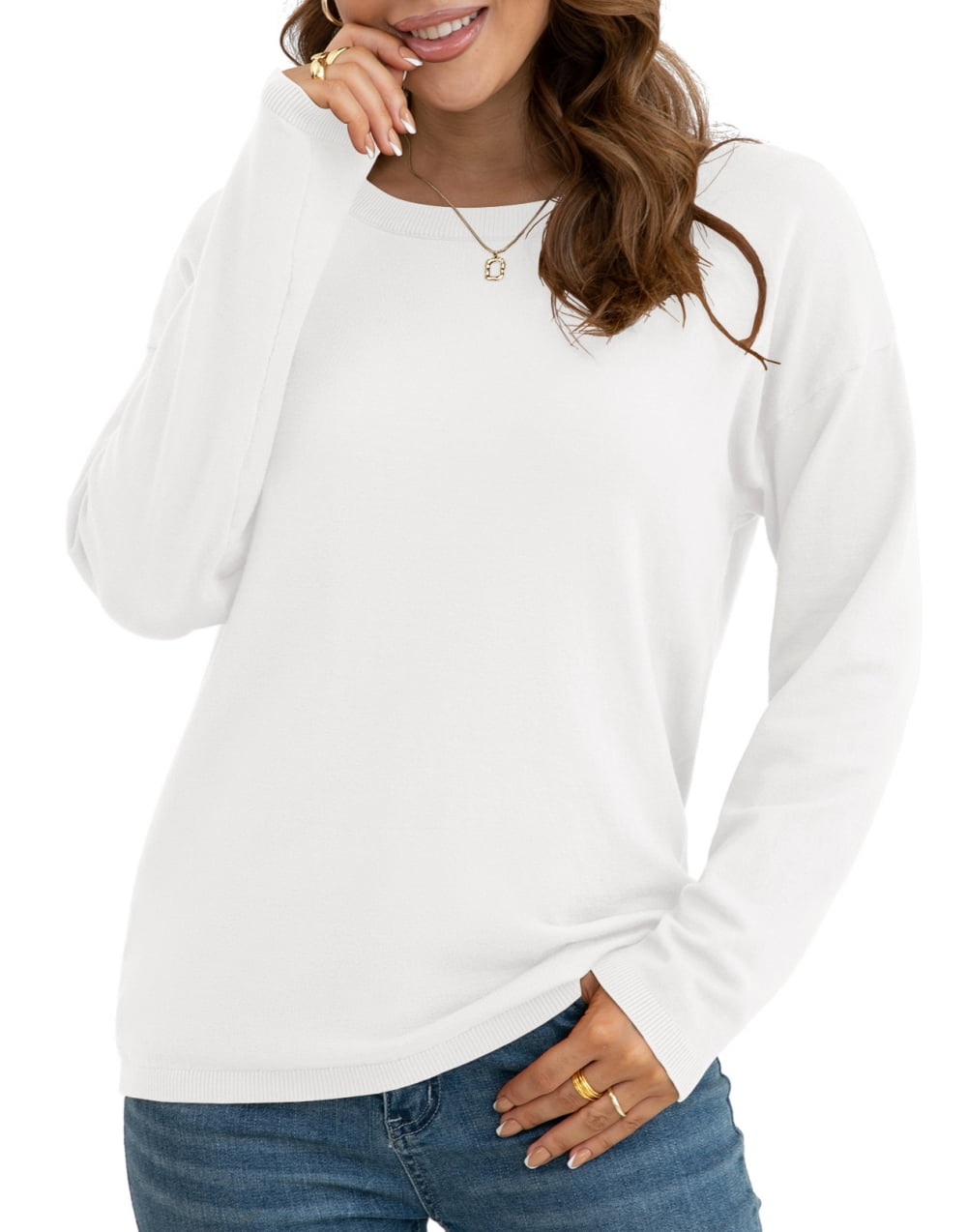 Asklazy Women's Pullover Sweaters Long Sleeve Print Knitted Crew Neck ...