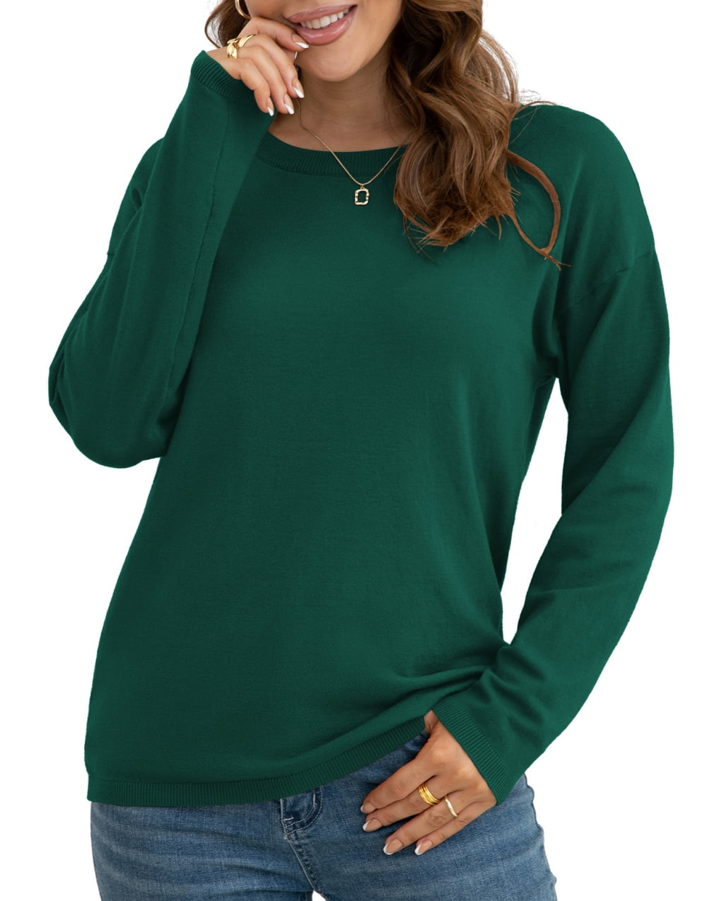 Asklazy Women's Pullover Sweaters Long Sleeve Print Knitted Crew Neck ...