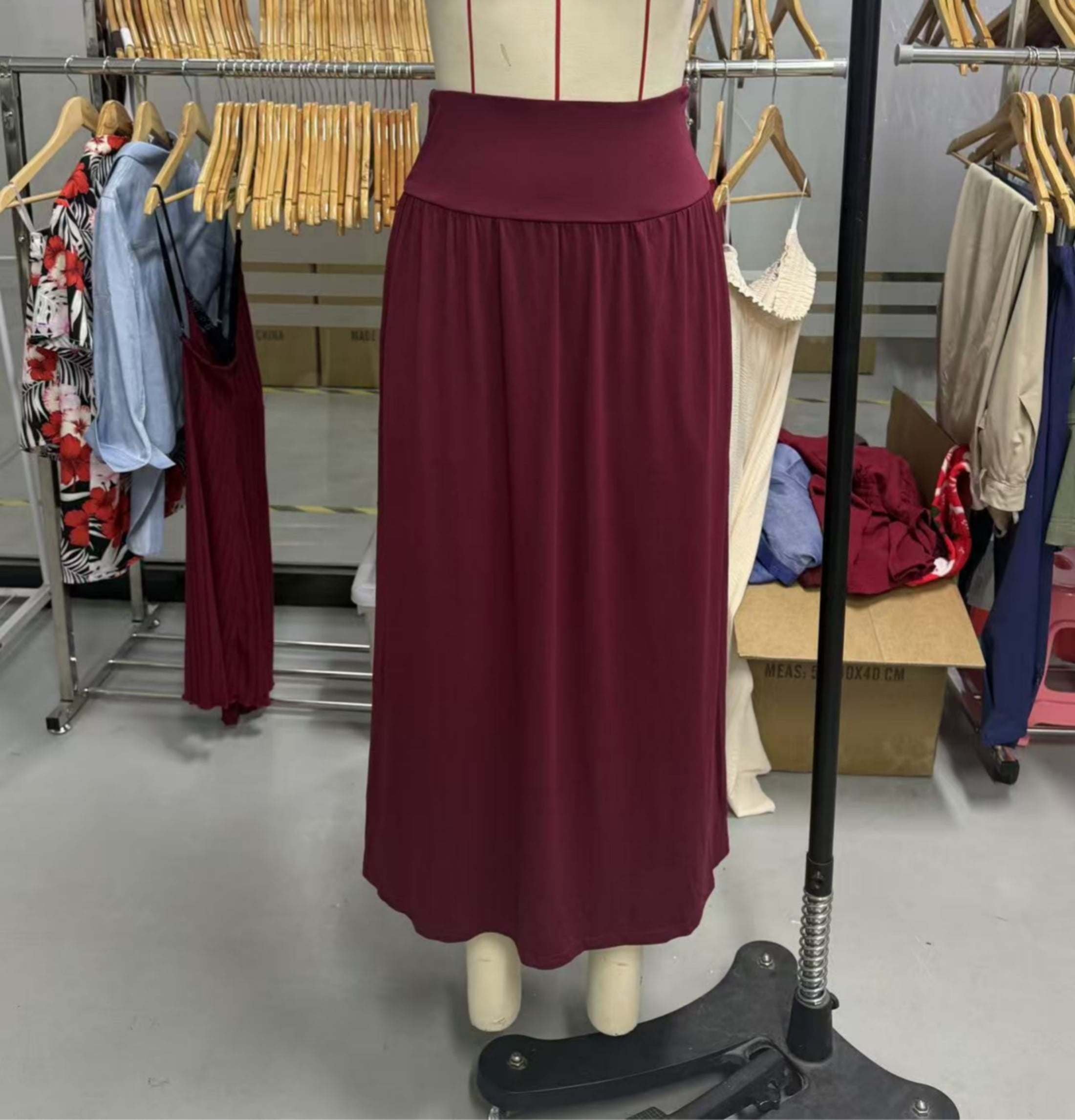 Asklazy Womens Maxi Skirt Casual Elastic High Waist A Line Flowy Skirts ...