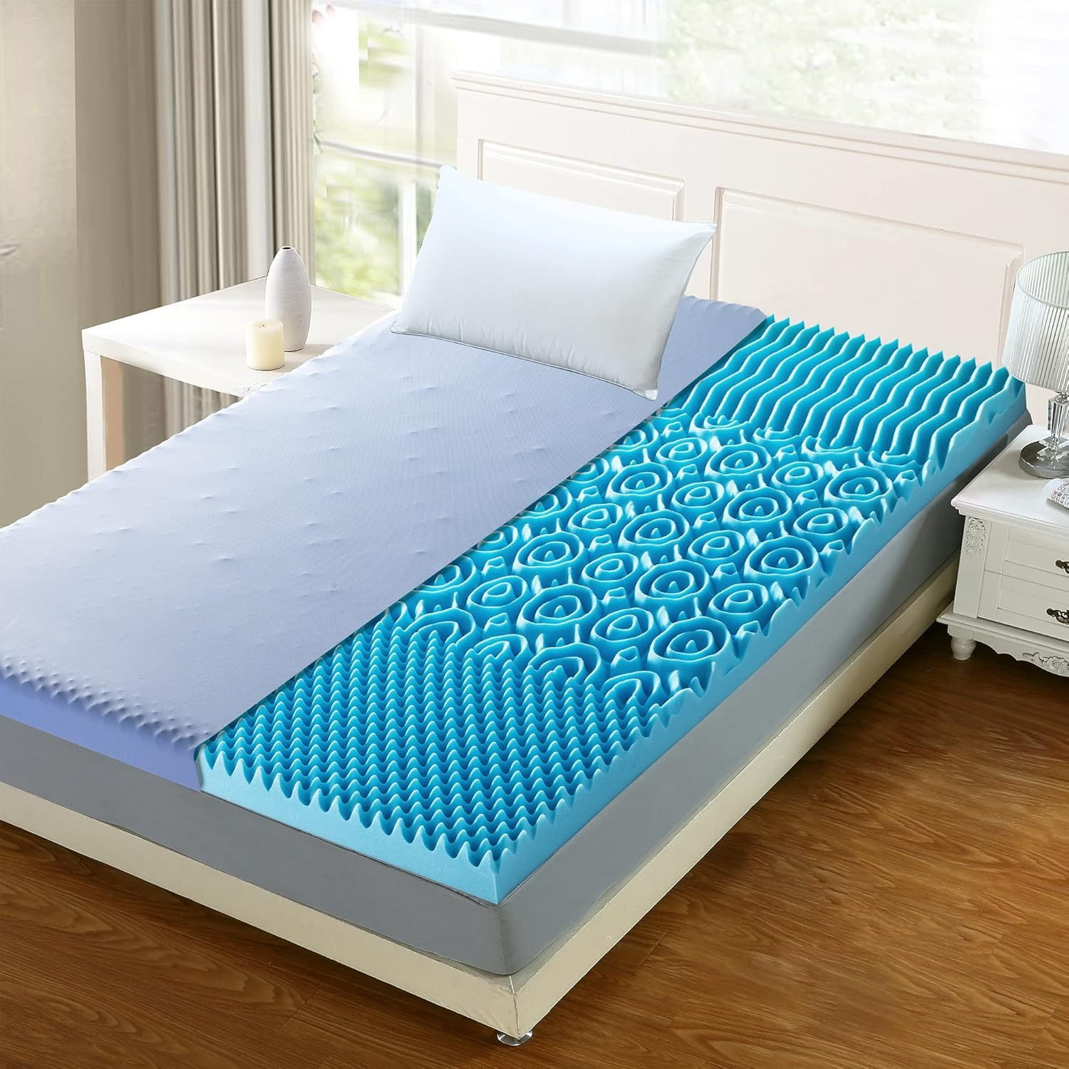 Askme Mattress Topper Twin 3 Inch Zoned Cooling Gel Memory Foam with ...
