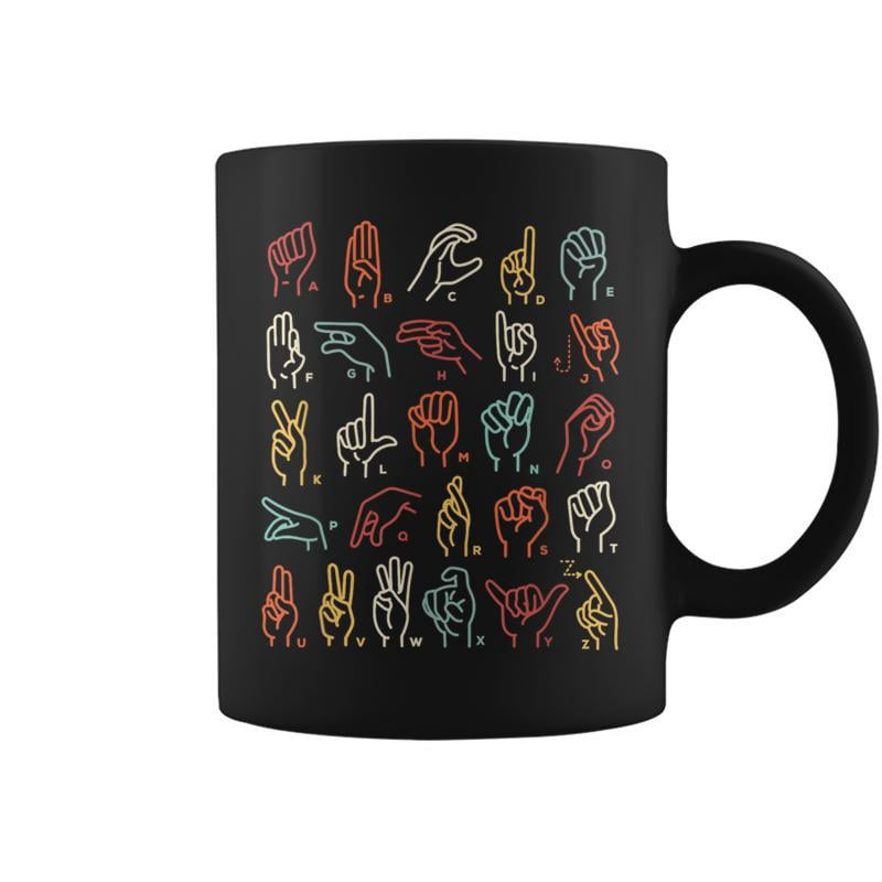 Asl Abc American Sign Language Alphabet Retro Deaf Awareness Coffee ...