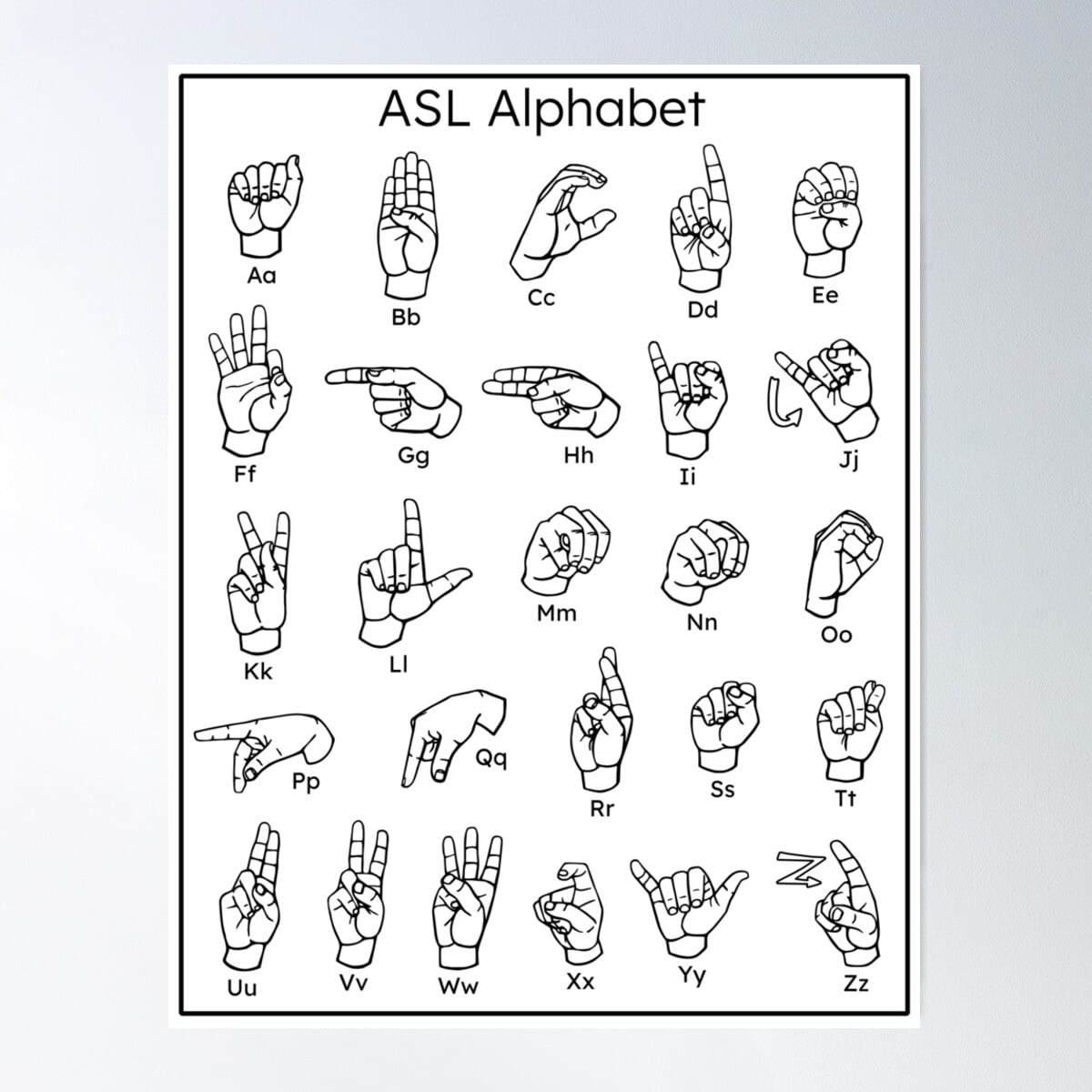 Asl Alphabet Poster Wall Art, Modern Wall Decor For Living Room Bedroom ...