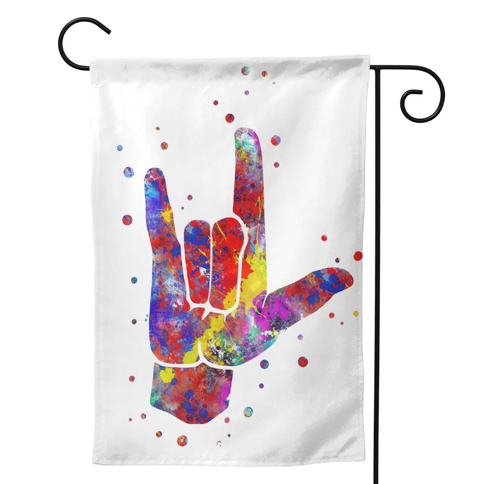Asl American Sign Language I Love You Garden Flag 28"X40" Outdoor ...