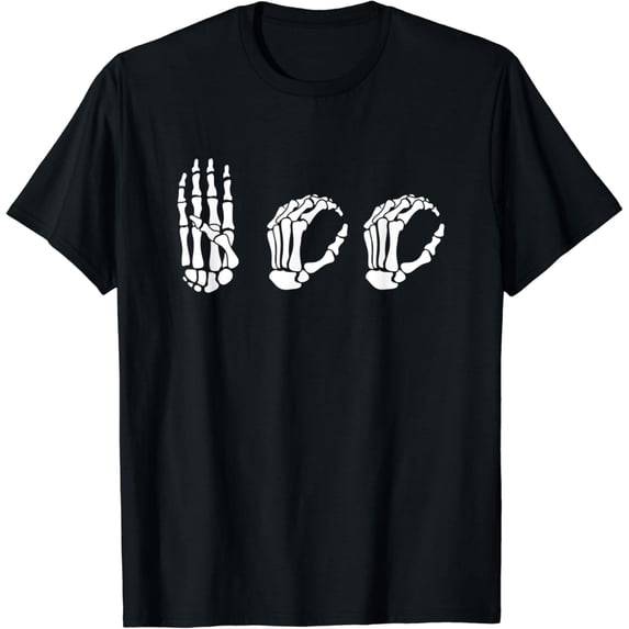 Asl Halloween Skeleton Hand American Sign Language Boo T-Shirt ...