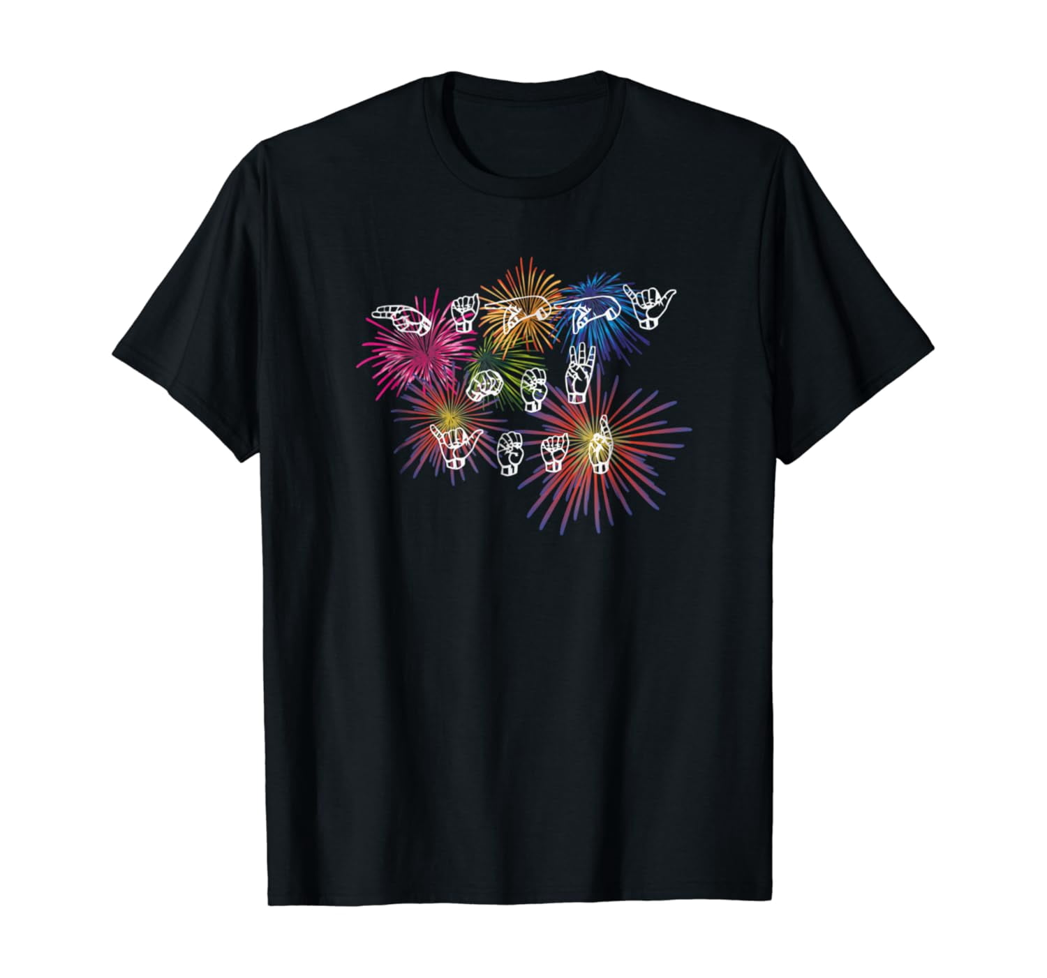 Asl Happy New Year Firework Sign Language Deaf Community T-Shirt ...