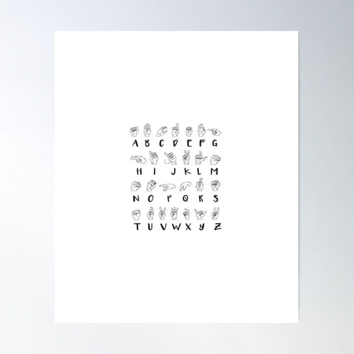 Asl Sign Language Alphabet Poster Wall Art, Modern Wall Decor For ...