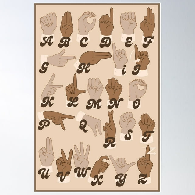 Asl Sign Language Alphabet Vintage Educational Poster Wall Art, Modern ...