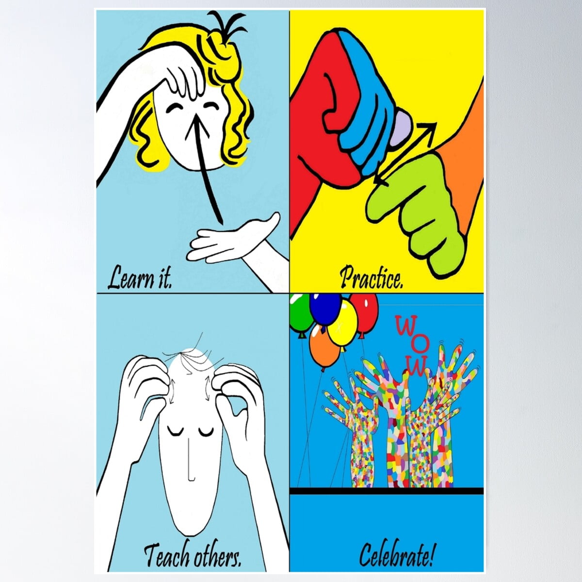 Asl Steps To Success Poster Wall Art, Modern Wall Decor For Living Room ...