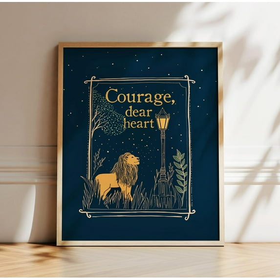 Aslan "Courage Dear Heart" Narnia Print, C.S. Lewis Nursery Art Home ...