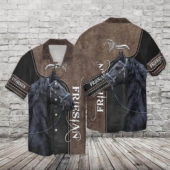 Aslan Friesian Horse Black Brown Hawaiian Shirt 3D, Friesian Horse 3D ...