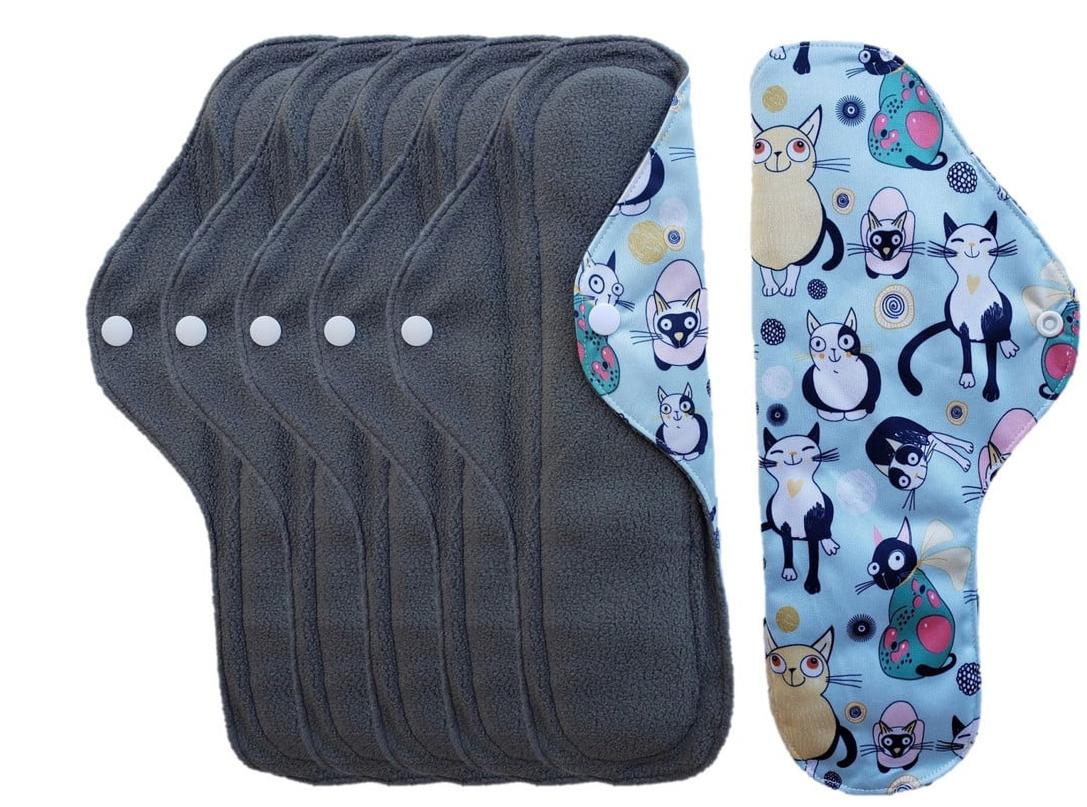 Aslana 6-Pack Women Cloth Menstrual Sanitary Pads with Wings. Reusable ...