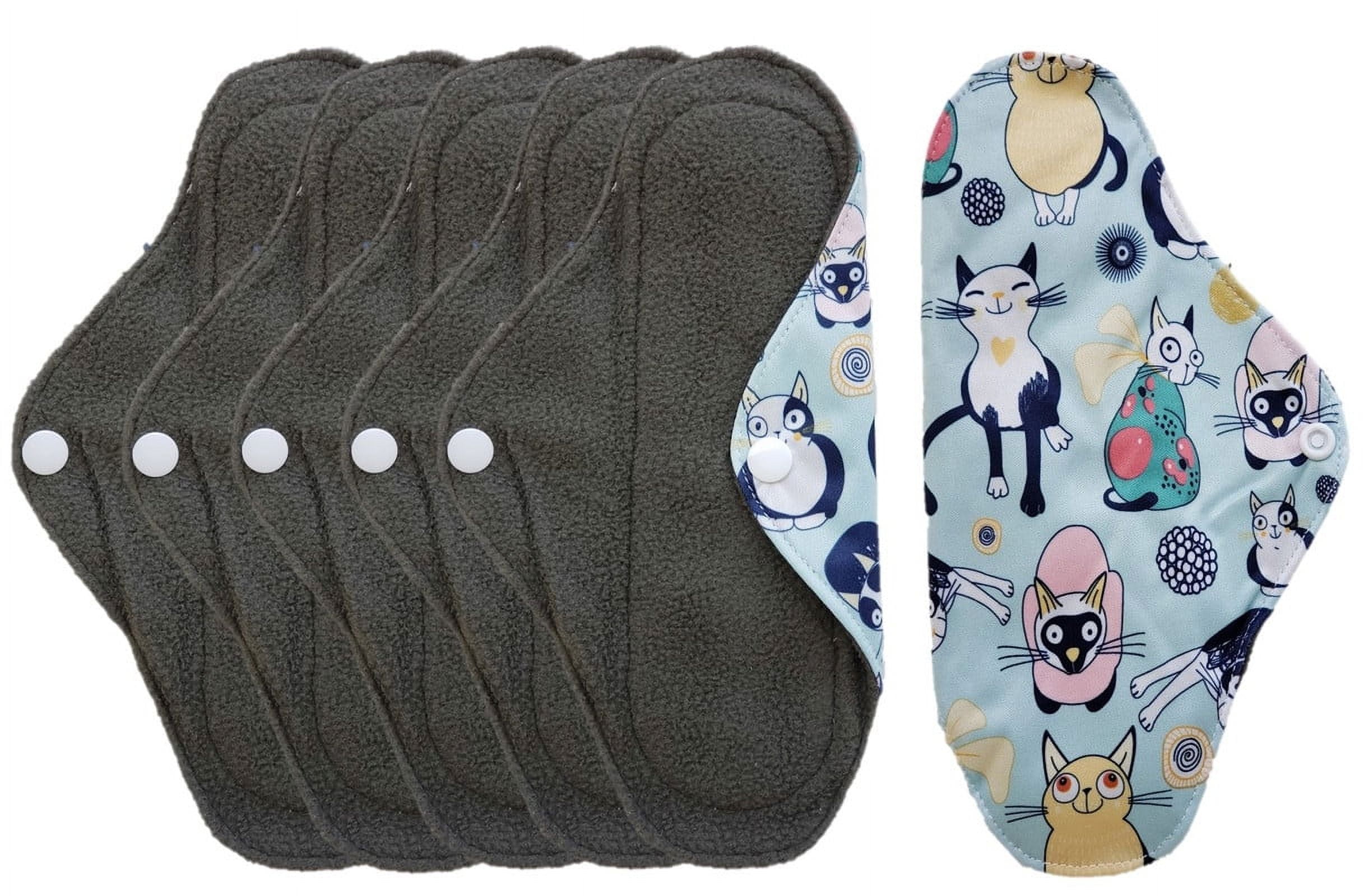 Aslana 6-Pack Women Cloth Menstrual Sanitary Pads with Wings. Reusable ...