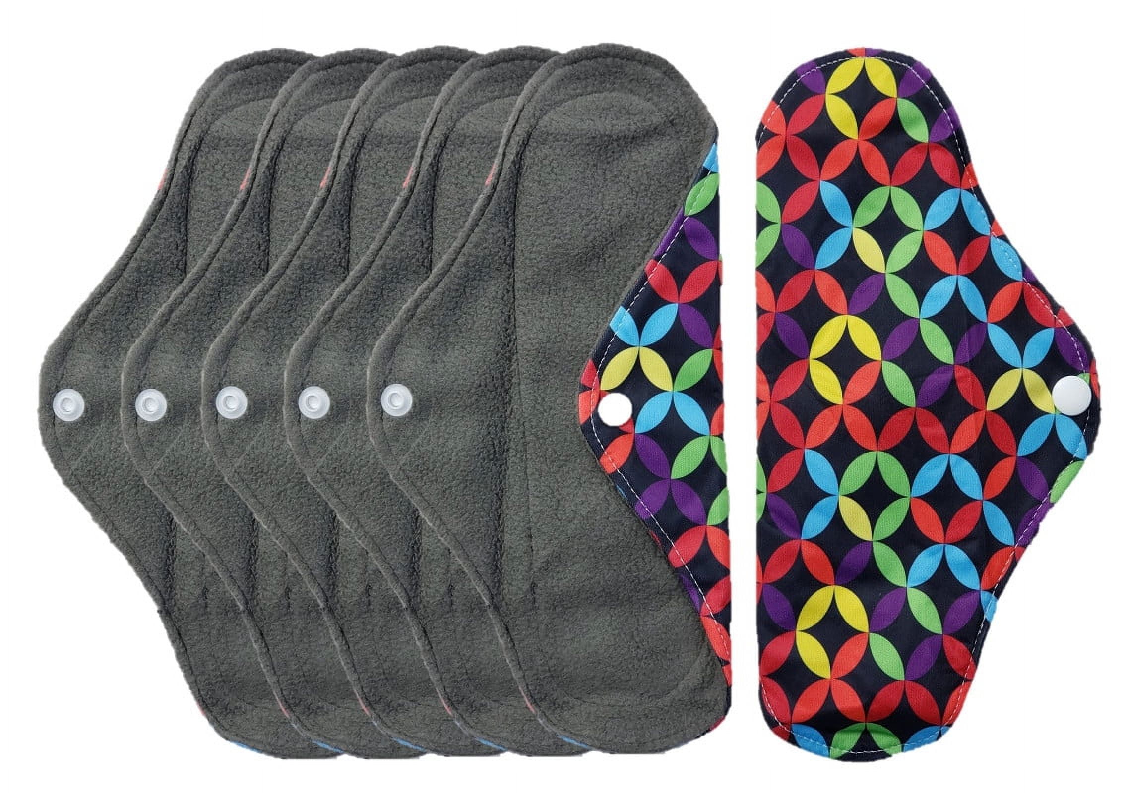 Aslana 6-Pack Women Cloth Menstrual Sanitary Pads with Wings. Reusable ...