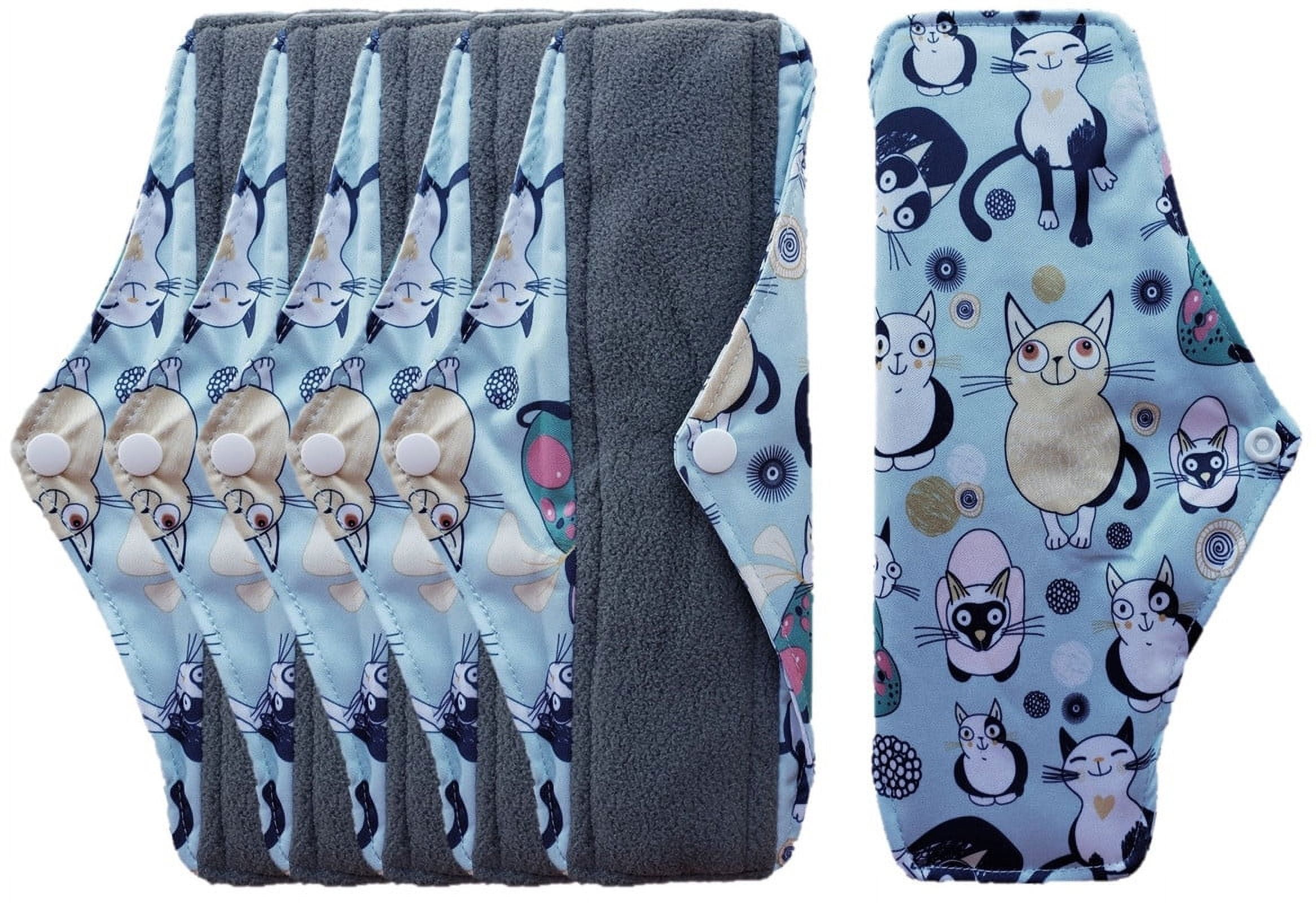 Aslana 6-Pack Women Cloth Menstrual Sanitary Pads with Wings. Reusable ...