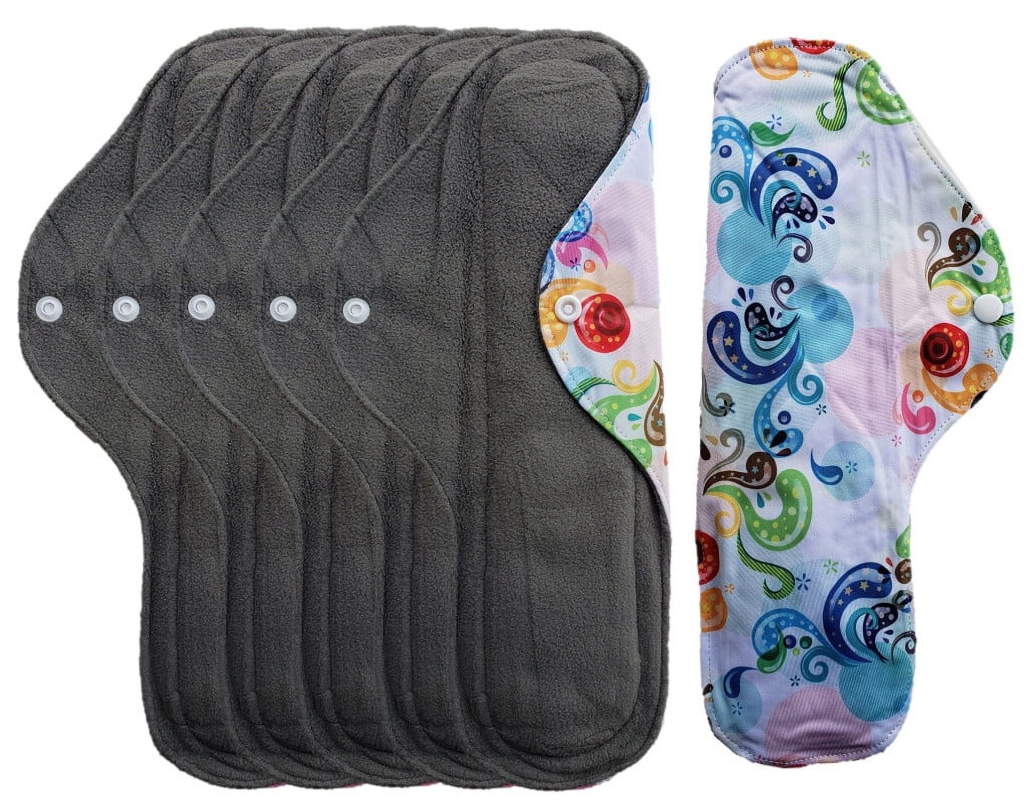 Aslana 6-Pack Women Cloth Menstrual Sanitary Pads with Wings. Reusable ...