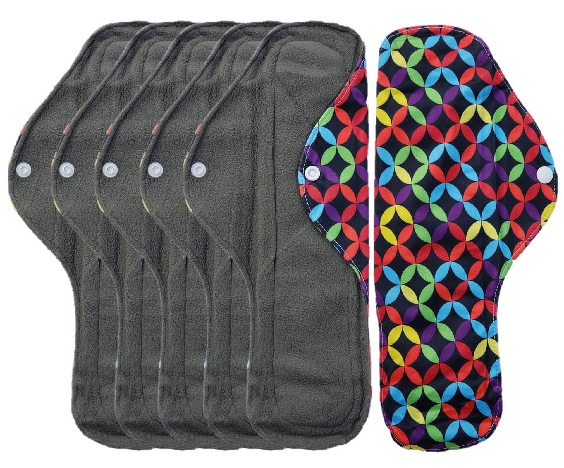 Aslana 6-Pack Women Cloth Menstrual Sanitary Pads with Wings. Reusable ...