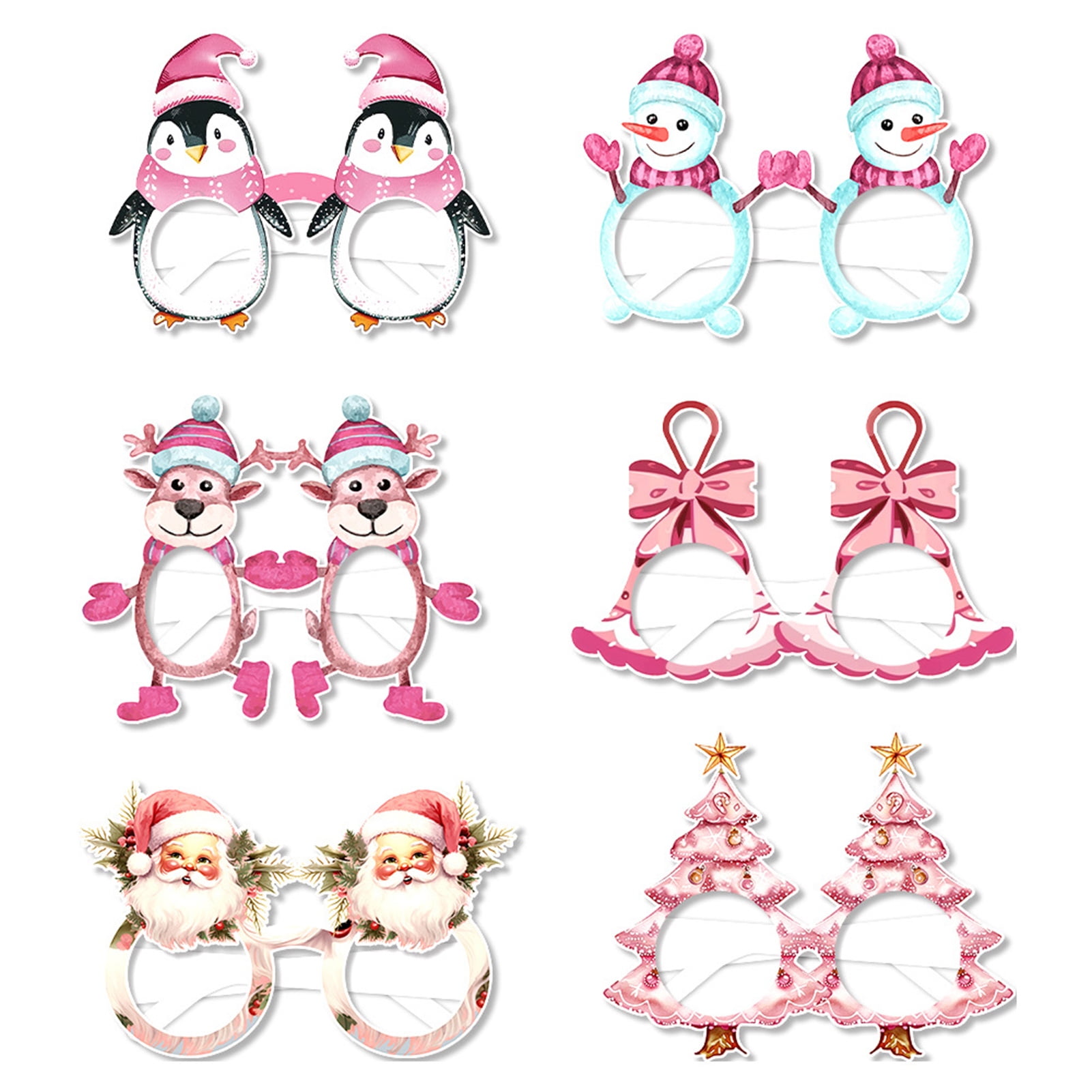 Aslersai 6/12/18Pcs Christmas Glasses Holiday Paper Glasses Frames ...