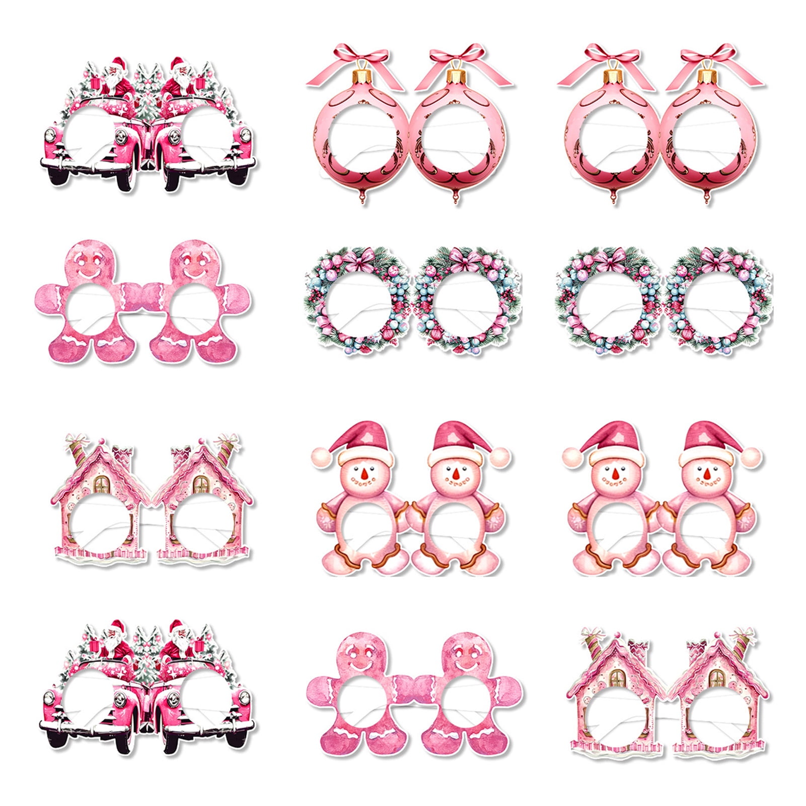 Aslersai 6/12/18Pcs Christmas Glasses Holiday Paper Glasses Frames ...